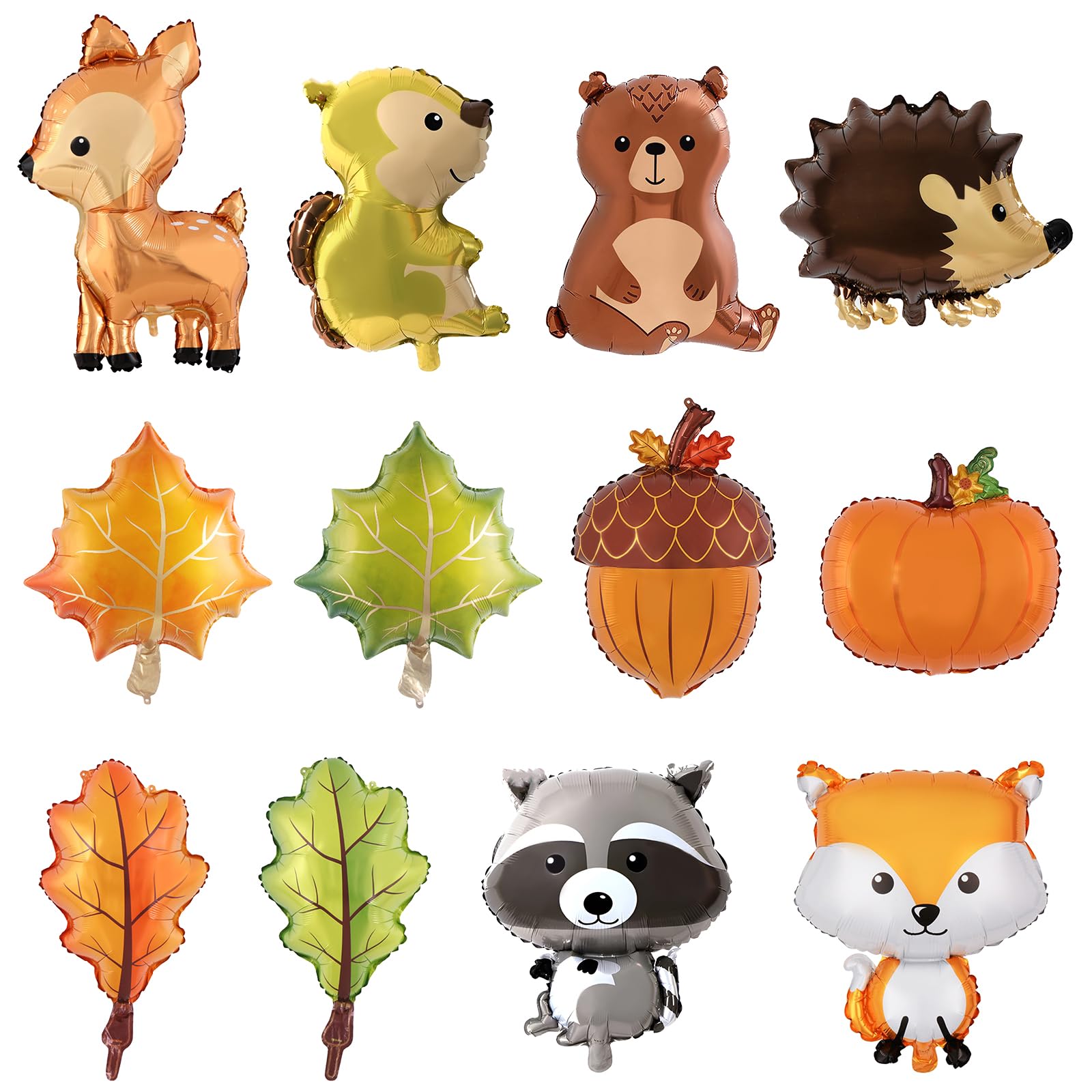 KUAOOAUK 12Pcs Forest Animal Balloons, Woodland Baby Shower Decorations, Birthday Party Decorations Animal Balloon, Safari Themed Animals Birthday Balloons, Balloon Animal Kit for Boys Girls Camper