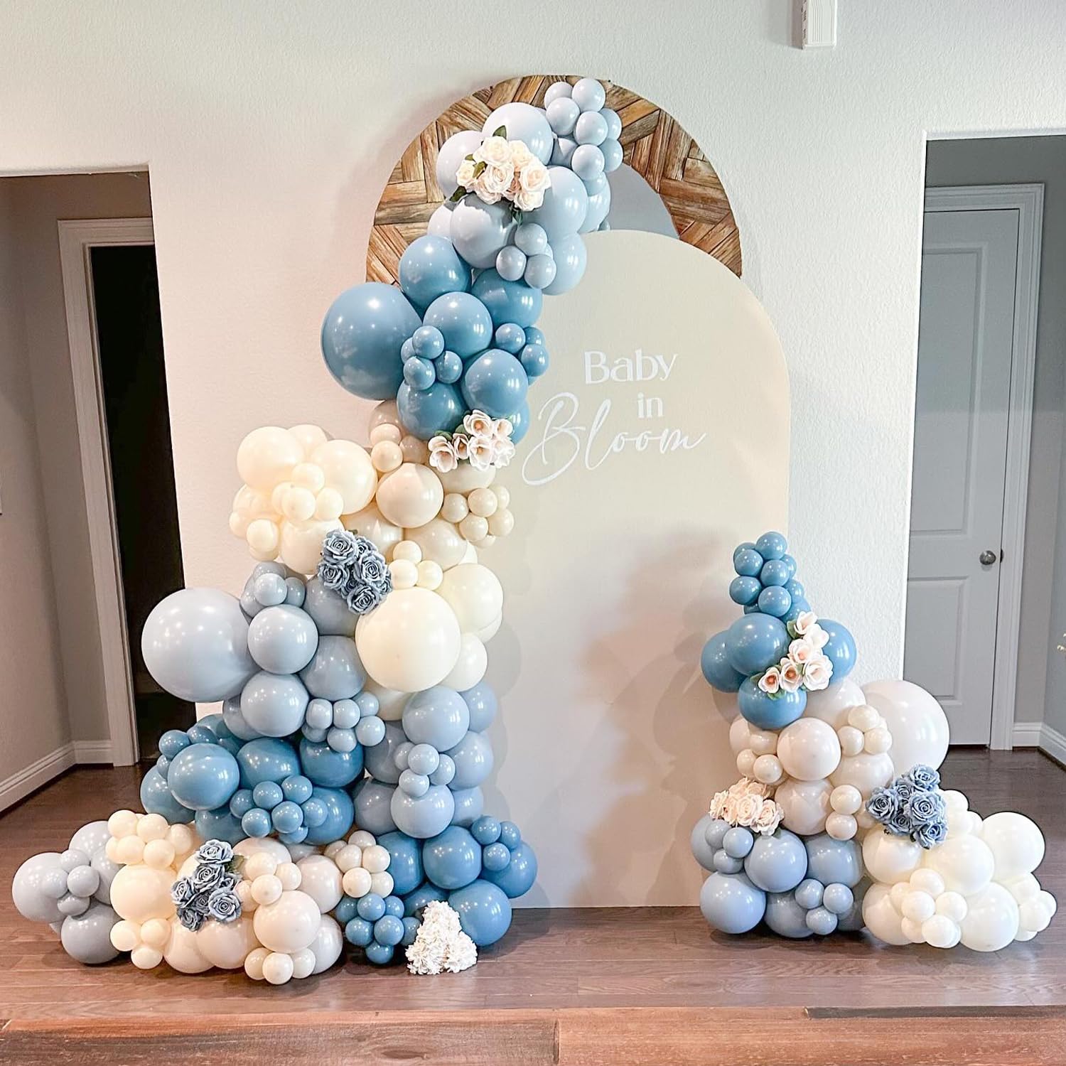 Dusty Blue Balloon Garland Kit 151Pcs Macaron Blue Dusty Blue Sand White Nude Balloons for Baby Boy Party Bear Theme Birthday Baby Shower Gender Reveal Bridal Wedding Party Decorations