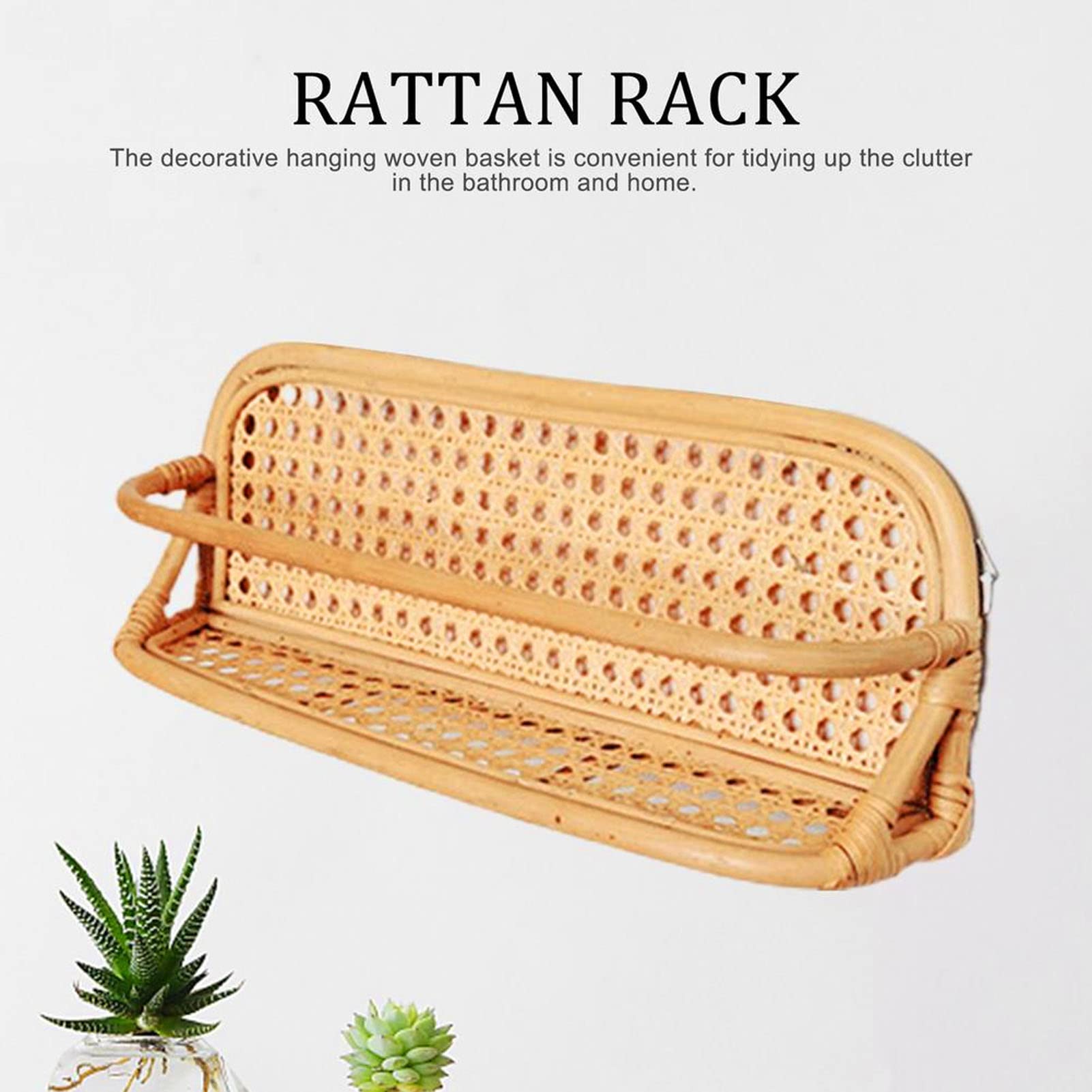 Locadence Rattan Wall Shelf, Traditional Hand Crafted Fine Workmanship Wall Mounted Storage Shelf for Bathroom Kitchen Living Room