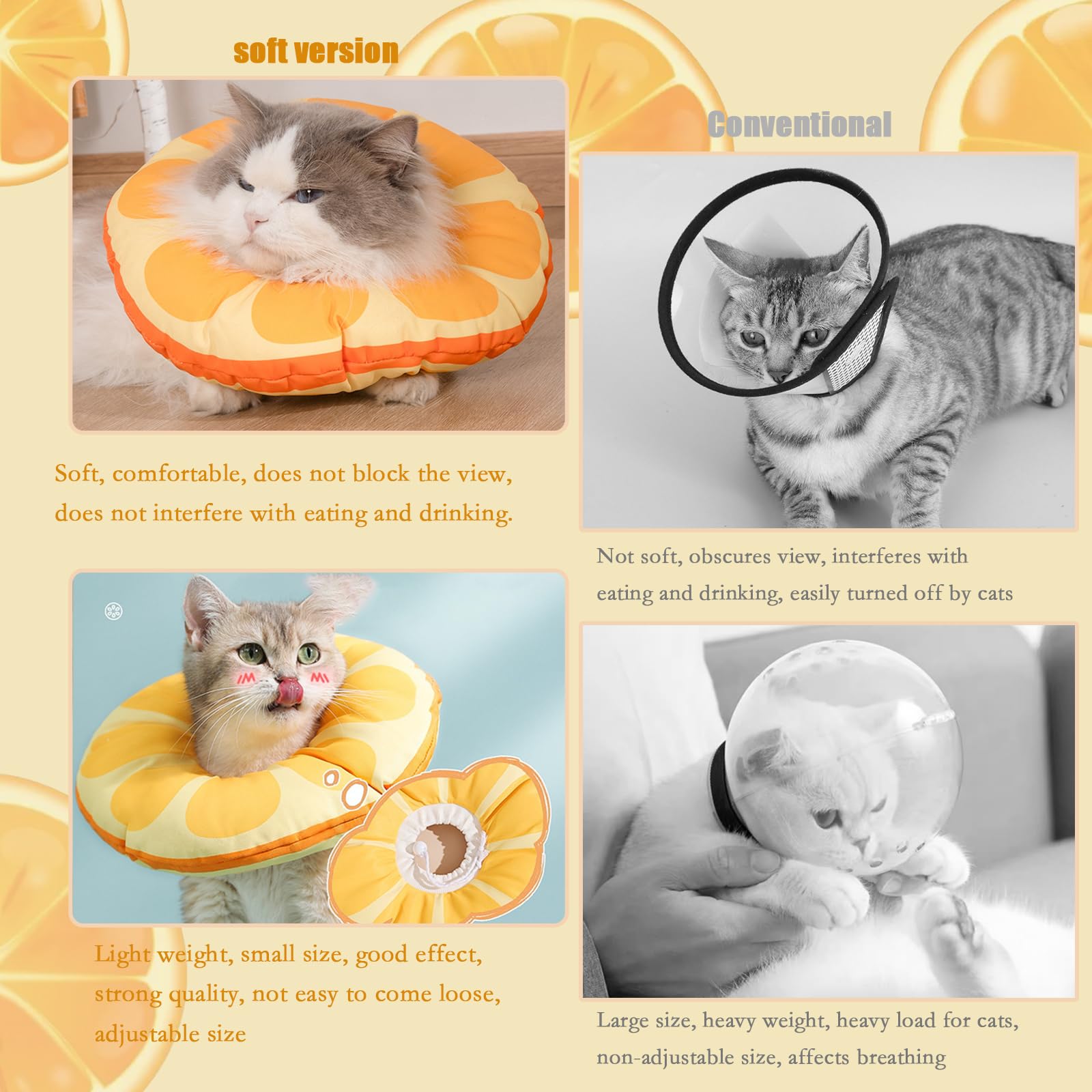 YYanniwani Cat Recovery Soft Collar.Waterproof Soft Recovery Cone Collar. Anti-bite and Anti-Lick Wound Healing Safe Adjustable Elizabethan Collar.(M)