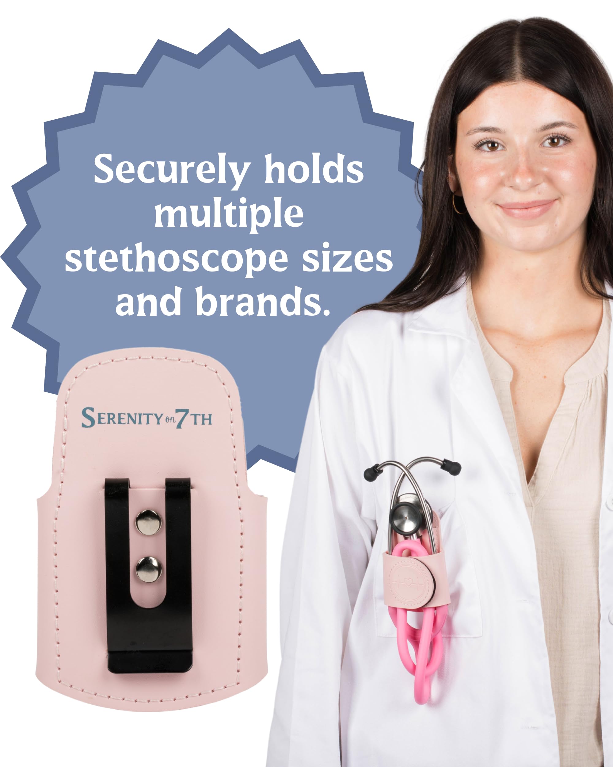 Stethoscope Holder with Cute Pink & Hygienic Design | Stethoscope Holder Hip Clip in Gift Box | Stethoscope Accessories | Stethoscope Clip w Durable Adhesive | Stethoscope Holster | Nurse Accessories