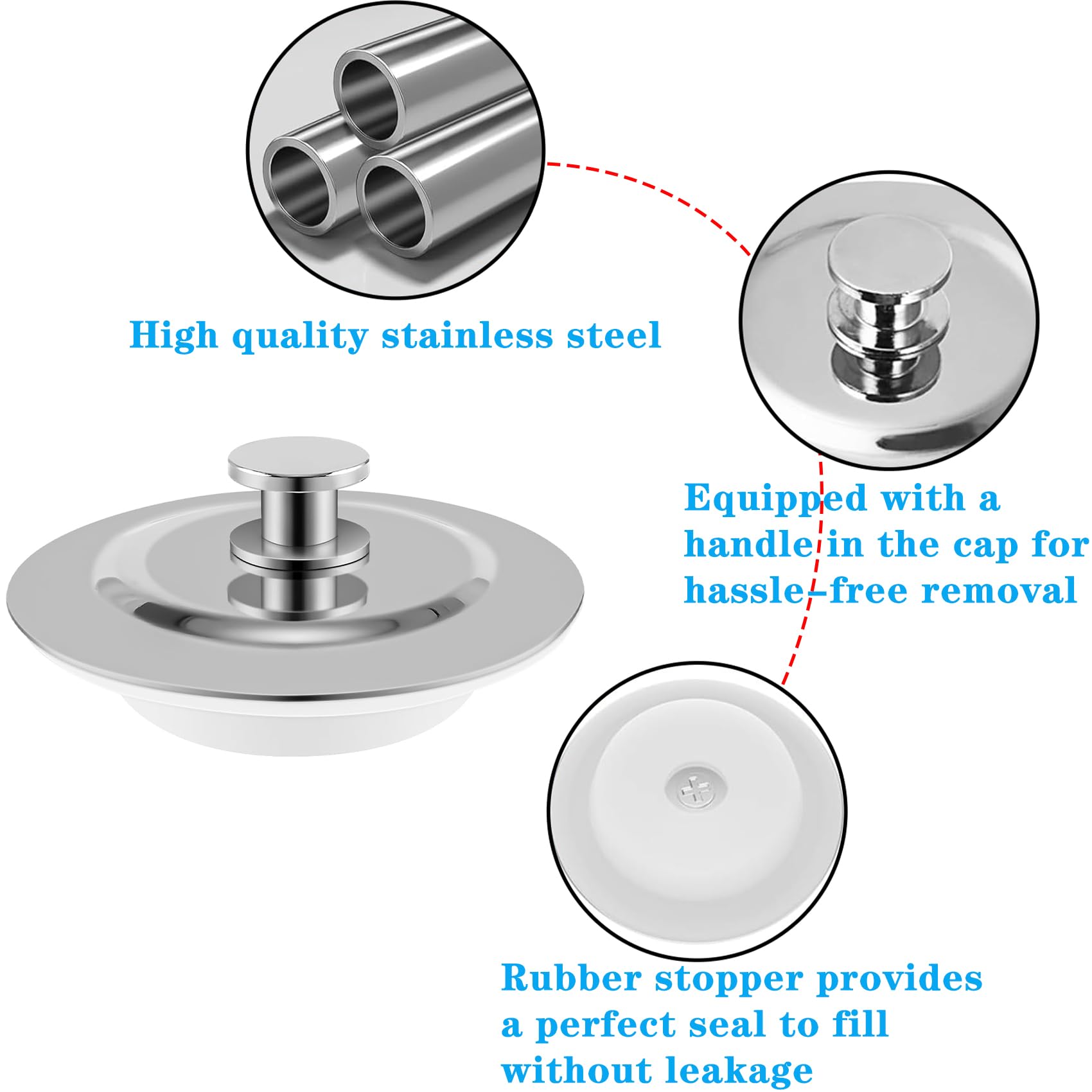 Sink Plug Replacement, Universal Bath Plug, 40-45mm Stainless Steel Push Type Drain Stopper for Kitchen Sink Bathroom Wash Basin