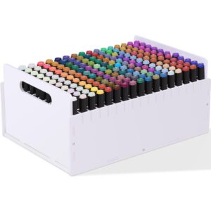 sunnychicc 204 slots marker pen organizer holder, art marker storage rack for colored pens pencils brushes adjustable craft art supply storage for desk organizer(1 pack)