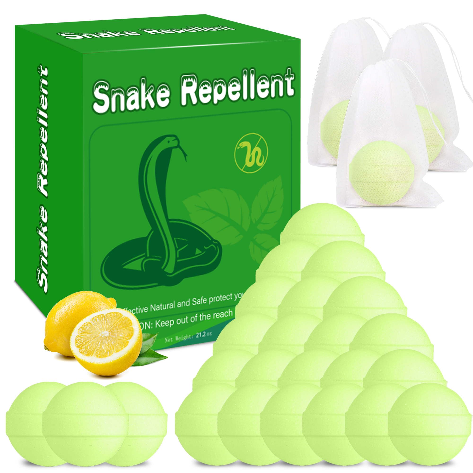 24 Pack Snake Repellent for Yard, Natural Snake Repellent Balls for Outdoors and Indoor, Keep Snakes and Pests Away from Lawn Yard Garden Camping Fishing Pet Safe