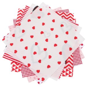 stobok 8 sheets love fabric decor heart printing fabric patchwork for diy valentine quilting fabric heart printing patchwork diy valentine's day patchwork cotton red line manual