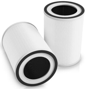 2 pack h13 true hepa kilo replacement pet filter compatible with afloia kilo, kiloplus, kilopro, miro, miro pro and morento mr-kilo,kalo air purifiers, 360° 3 stage filtration, white