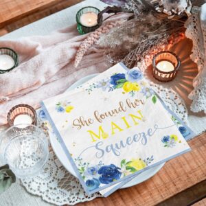 She Found Her Main Squeeze Bridal Shower Napkins, 40Pcs Lemon Napkins Lemon Bridal Shower Lemon Napkins Disposable She Found Her Main Squeeze Lemon Bridal Shower Decorations Napkins