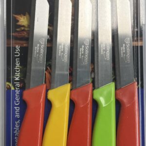 Kitchen Pride MADE IN SOLINGEN GERMANY STAINLESS STEEL KNIFE SET -PACK OF 5 (ORANGE, YELLOW, LIME) -3.35" ULTRA SHARP SERRATED BLADE -IDEAL FOR KITCHEN/GENERAL USE, BREADS AND PRECISION FOOD CUTTING