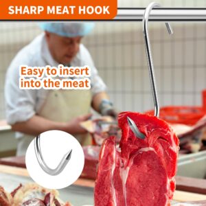 KEJJNYER 10 Pcs Meat Hanging Hooks 8 inch, Stainless Steel Meat Hooks10mm Diameter, Heavy Duty S Meat Hanging Hooks for Butchering, Smoking, Drying, Cooking, Grilling, BBQ