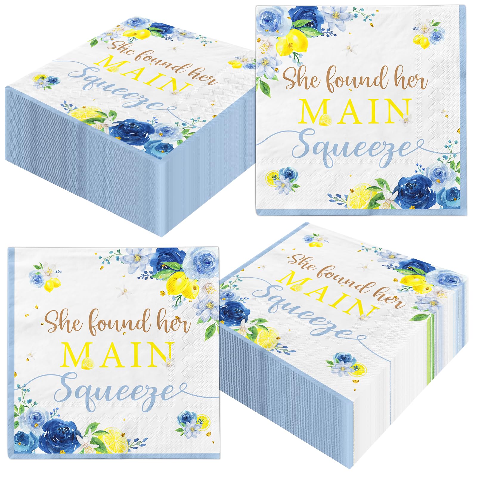 She Found Her Main Squeeze Bridal Shower Napkins, 40Pcs Lemon Napkins Lemon Bridal Shower Lemon Napkins Disposable She Found Her Main Squeeze Lemon Bridal Shower Decorations Napkins