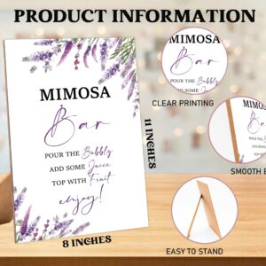 Lavender Purple Bridal Shower Mimosa Bar Sign, Table Decor Bridal Shower Sign, Pack of 1 Wooden Tabletop Sign with Stand, Bridal Shower Decorations, Wedding Shower Supplies - XG06