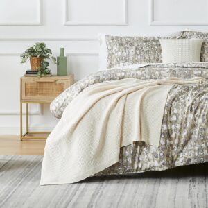 southshore fine living, inc. 4-piece twin xl/twin duvet cover, twin bedding set with beige duvet cover, pillow sham, throw pillow cover and throw blanket for bed, twin or twin xl, rhythm taupe