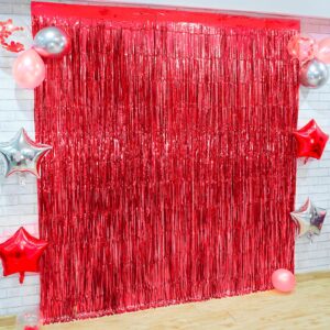 katchon, red streamers party decorations - xtralarge 3.2x6.5 feet, pack of 2 | red backdrop for red birthday decorations | christmas backdrop, christmas decorations | red party decorations, red decor