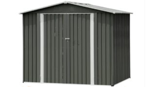 storage shed, outdoor storage shed 8 x 6 ft lockable metal garden shed steel anti storage house with shutter vents single lockable door for garden shed house, gray