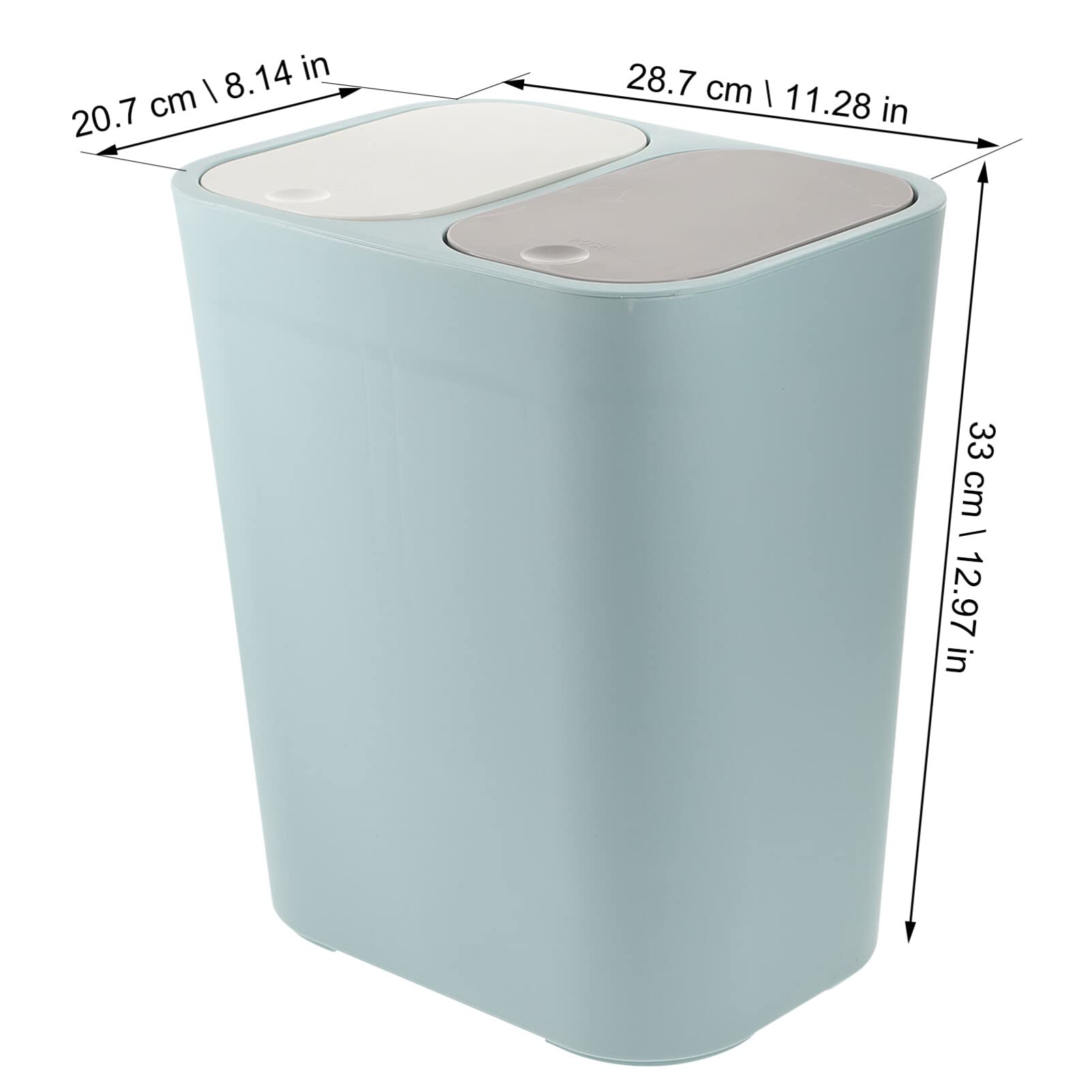 BESPORTBLE Classified Trash Can Dual Compartment Wet Dry Classified Rubbish Bin Waste Can Dustbin Trash Bin Recycle Garbage Container for Home Toilet, Blue