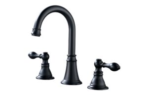 derengge matte black bathroom sink faucet,3 hole two handle bathroom faucet with pop up drain, 8 inch widespread bathroom faucet for bathroom sink vanity rv farmhouse sink,lf-0285-mt