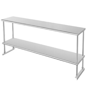 hardura stainless steel overshelf 12x72 inches, nsf commercial double shelf for prep work table in restaurant, home and kitchen