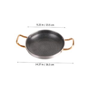 WATIIFUFU Stainless Steel Hong Style Honeycomb Griddle Thickened Seafood Crayfish Rice Pot Creative Double Ear Plate Pan (26cm) Fry Pan Non Stick Frying Pans Honeycomb Skillet