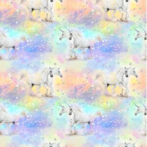 timeless treasures pastel glitter rainbow unicorn cotton fabric by the yard, cdm2946