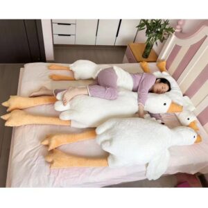 Giant White Goose Plush-Soft Furry Swan Stuffed Animal Pillow,Huge Goose Plush Hugging Pillow Gifts for Every Age (51.2in)