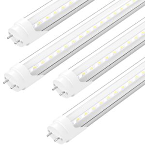 shinestar t8 led bulbs 4 foot, tube lights 18w 2200lm, 5000k daylight, ballast bypass, dual-end, t8 t10 t12 led replacement for fluorescent tubes, 2 pin g13 base, clear cover, 4 pack