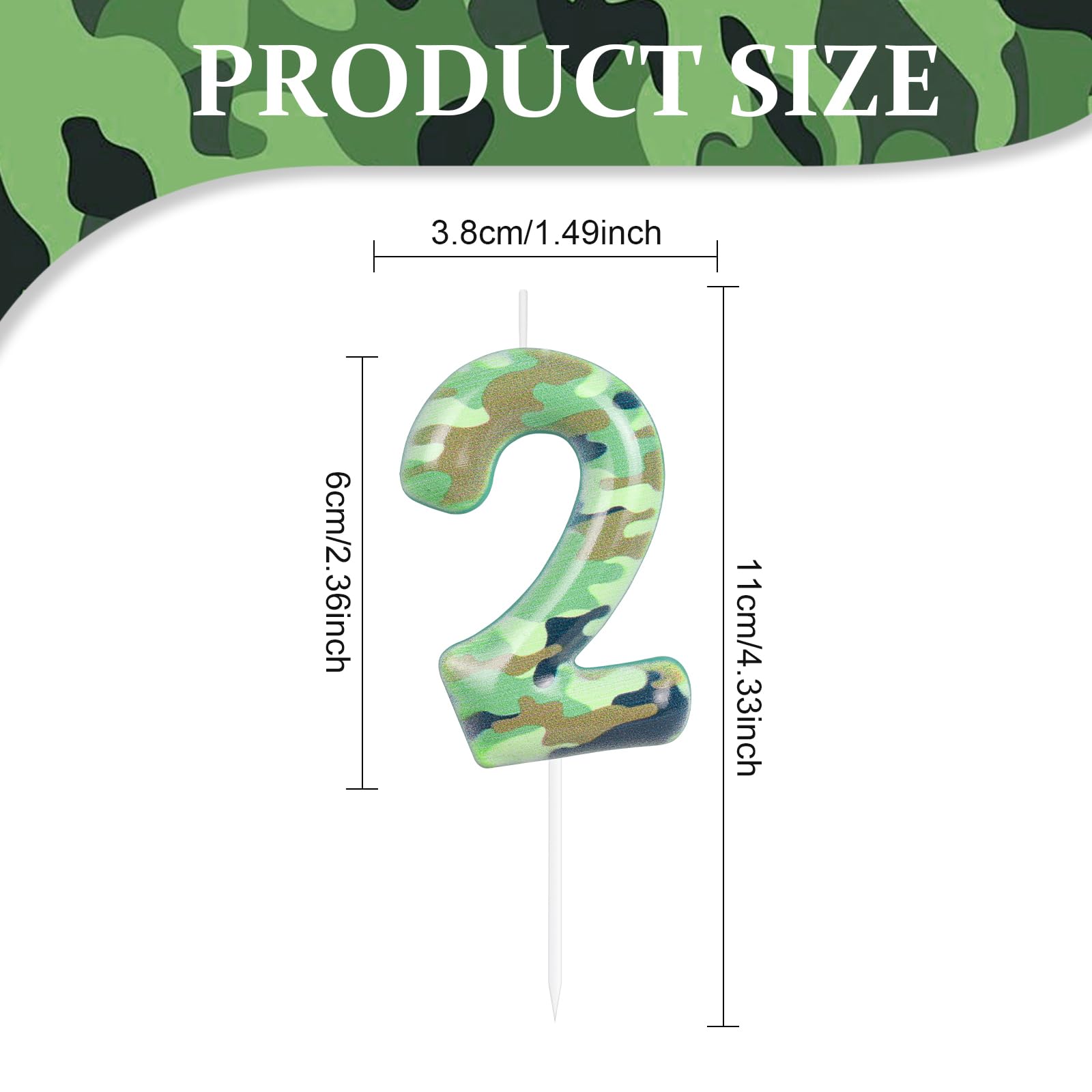 ZHIHUI Birthday Candle Army Themed Party Decorations, Hunting Party Camouflage Motif Party Supplies Decorations, Boys Girls Kids Birthday Cake Topper Reunions Theme Party Supplies (Number 5)