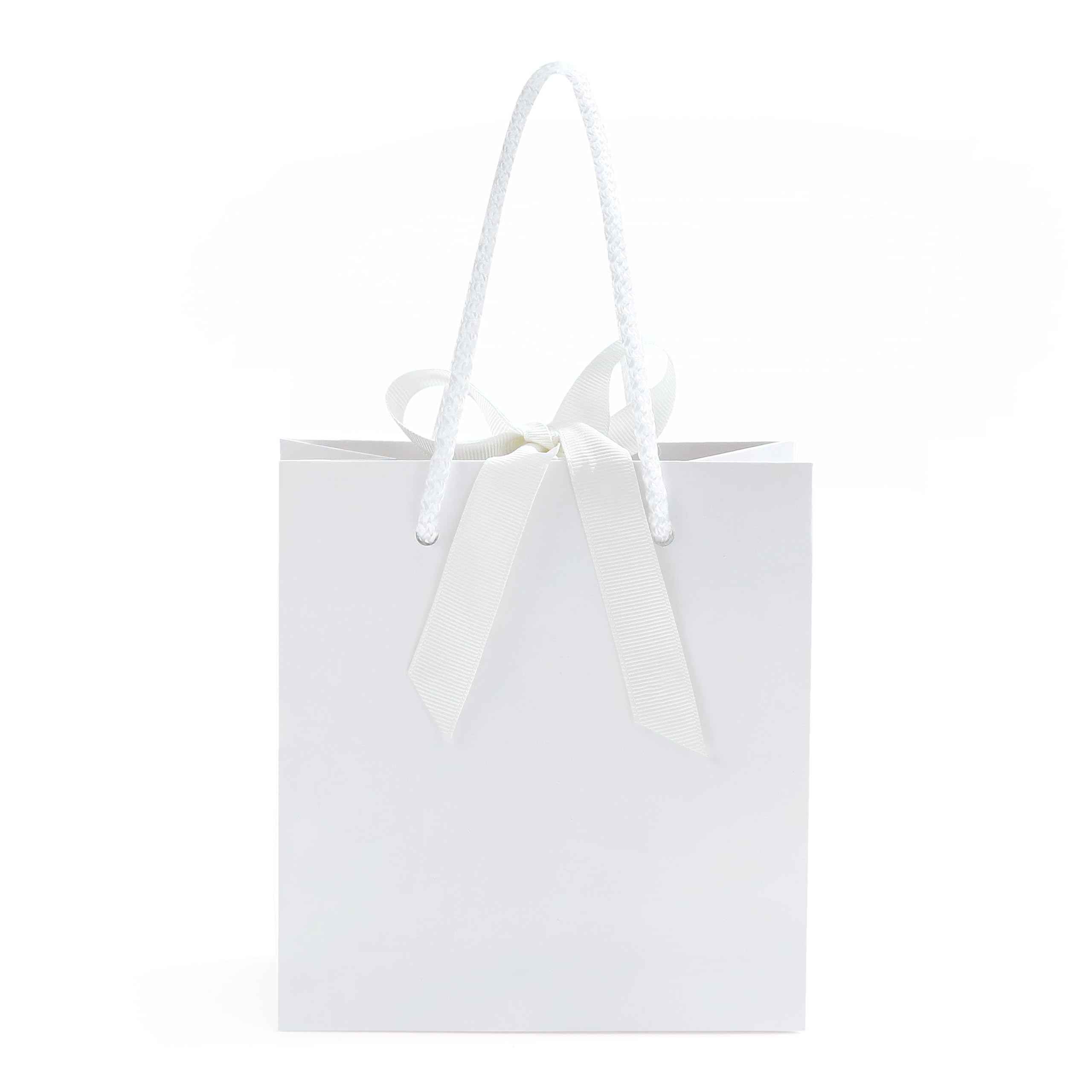 SHYRABBIT 10pcs White Gift Bags with Handles,7.9x3.1x9.1Inch Cosmetics Paper Bags,Gift Bags,White gift bags with Bow,Christmas Gift Bags, shopping Paper bags