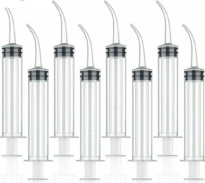 erafine 412 disposable utility syringe, dental oral irrigation craft pet feeding 12cc curved tip 12cc 50pcs/bag