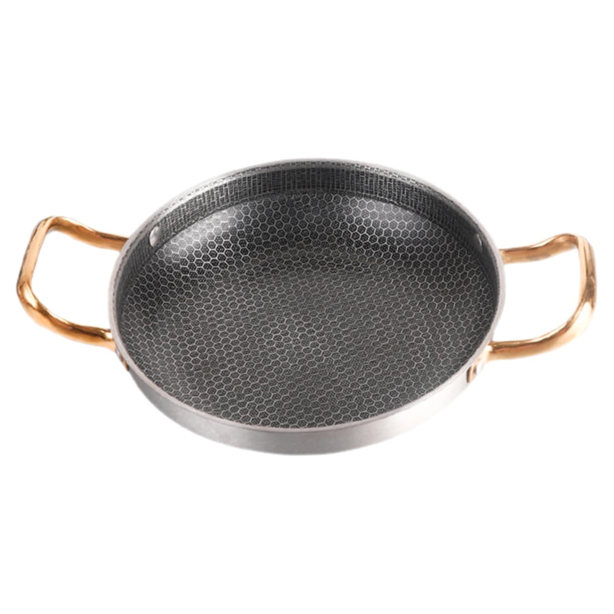 WATIIFUFU Stainless Steel Hong Style Honeycomb Griddle Thickened Seafood Crayfish Rice Pot Creative Double Ear Plate Pan (26cm) Fry Pan Non Stick Frying Pans Honeycomb Skillet