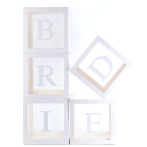 white bride balloons boxes with 5 pcs clear balloon boxes and 5pcs letters for bride shower party wedding decorations