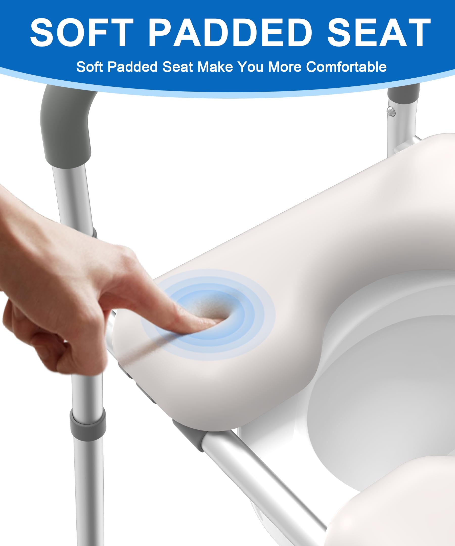 HOMLAND Raised Toilet Seat with Handles, Toilet Seat Riser for Seniors with Adjustable Height & Width, FSA/HSA Eligible 400lb Handicap Elevated Toilet Seat for Elderly, Pregnant, Fit Any Toilet