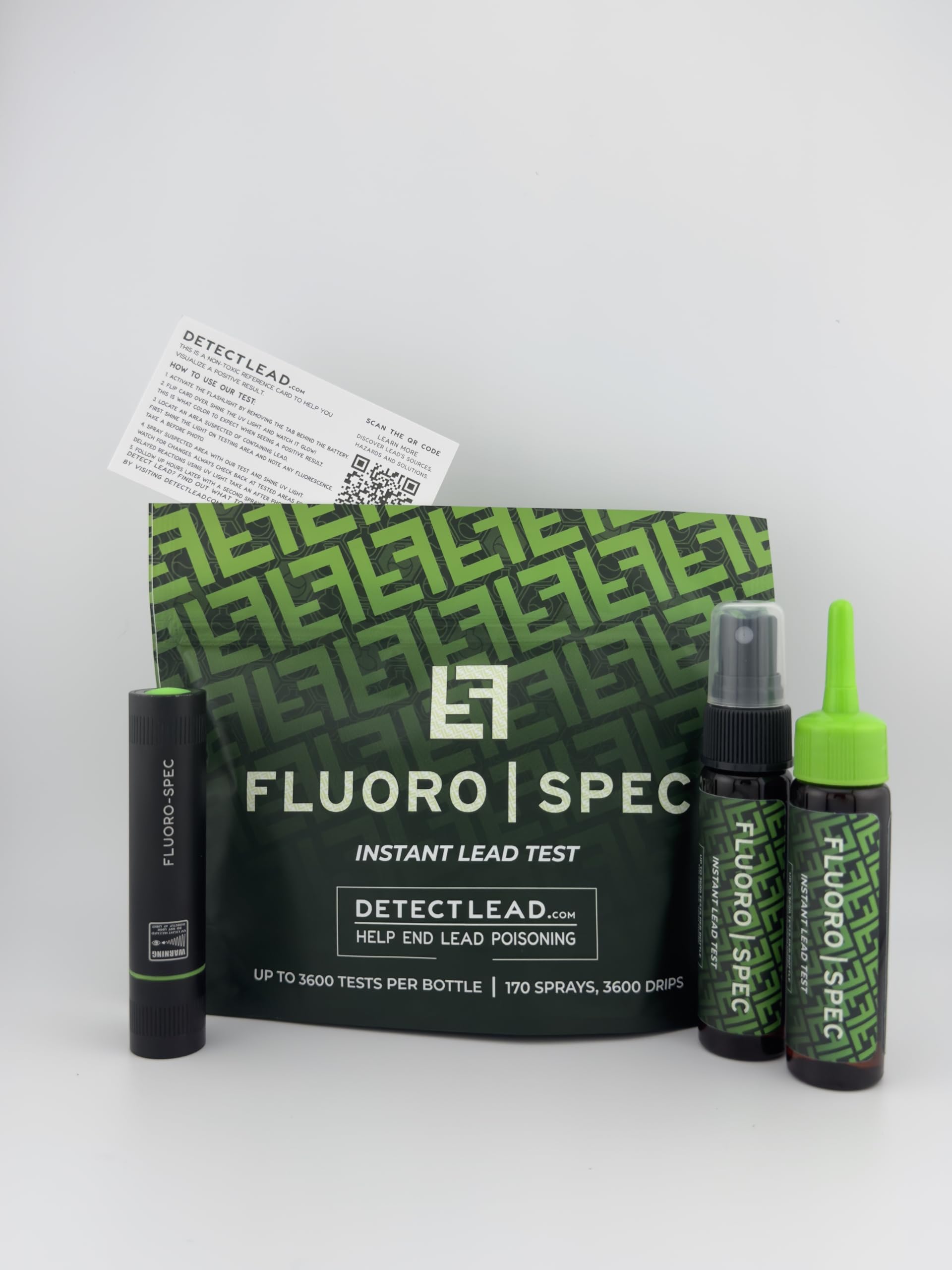 FLUORO-SPEC Instant Lead Testing Kit, Light Lead Up, Indicates Lead Hazards on Any Surface Spray and Shine The Light to Test for Lead