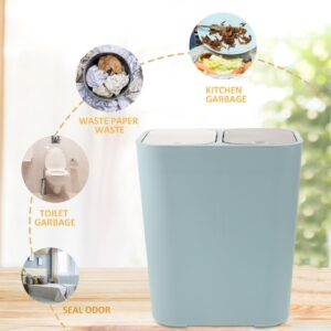 BESPORTBLE Classified Trash Can Dual Compartment Wet Dry Classified Rubbish Bin Waste Can Dustbin Trash Bin Recycle Garbage Container for Home Toilet, Blue