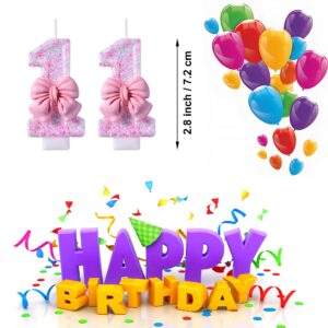 VSHILI 11th Birthday Candles, Pink 11 Year Old Number Birthday Candles, Happy Birthday Party Cake Topper Decoration Gifts for Girls