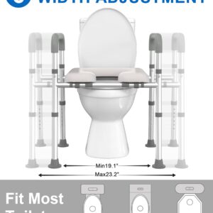 HOMLAND Raised Toilet Seat with Handles, Toilet Seat Riser for Seniors with Adjustable Height & Width, FSA/HSA Eligible 400lb Handicap Elevated Toilet Seat for Elderly, Pregnant, Fit Any Toilet