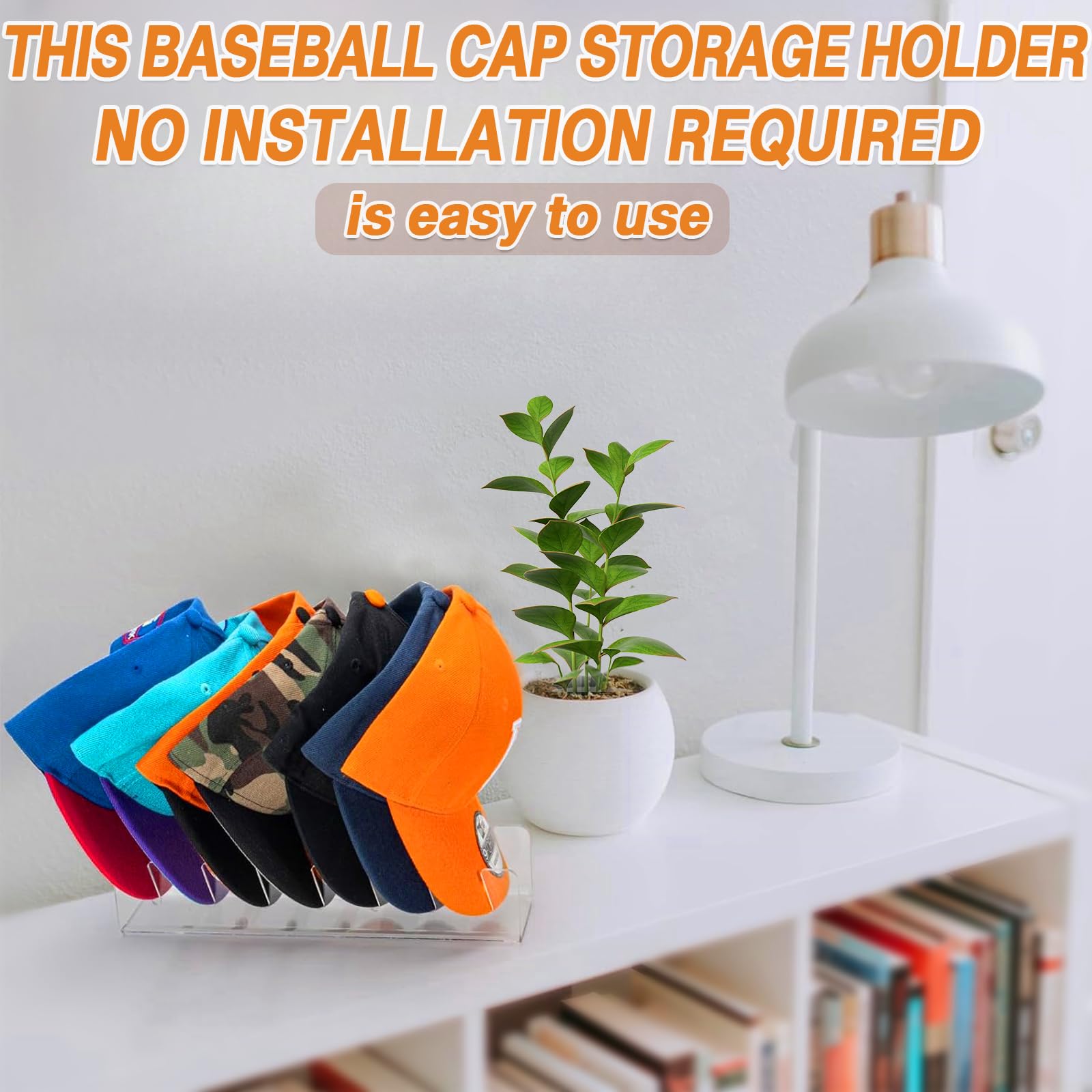 cocog Hat Organizer for Baseball Caps Display and Organizer - 2 Pack, No Install Acrylic Hat Holder for 14 Baseball Caps for Bedroom, Closet, Dresser