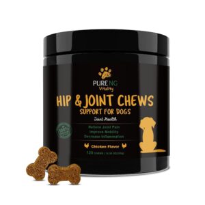 dog hip and joint supplement - 120 chicken flavored chews | includes glucosamine chondroitin for dogs | joint supplement for dogs | dog vitamins and supplements | dog pain relief anti inflammatory