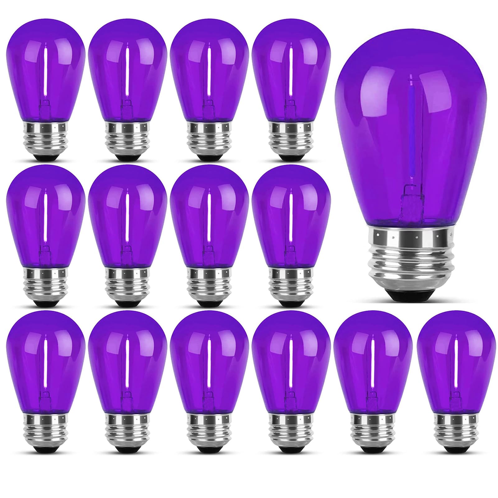 LRSUEYSKIN S14 Purple LED Bulbs 1W S14 LED Bulb Shatterproof Plastic Outdoor Indoor Filament Replacement Bulbs E26 Base Decorative LED String Light Bulbs for Party Home Wedding Halloween (Purple)