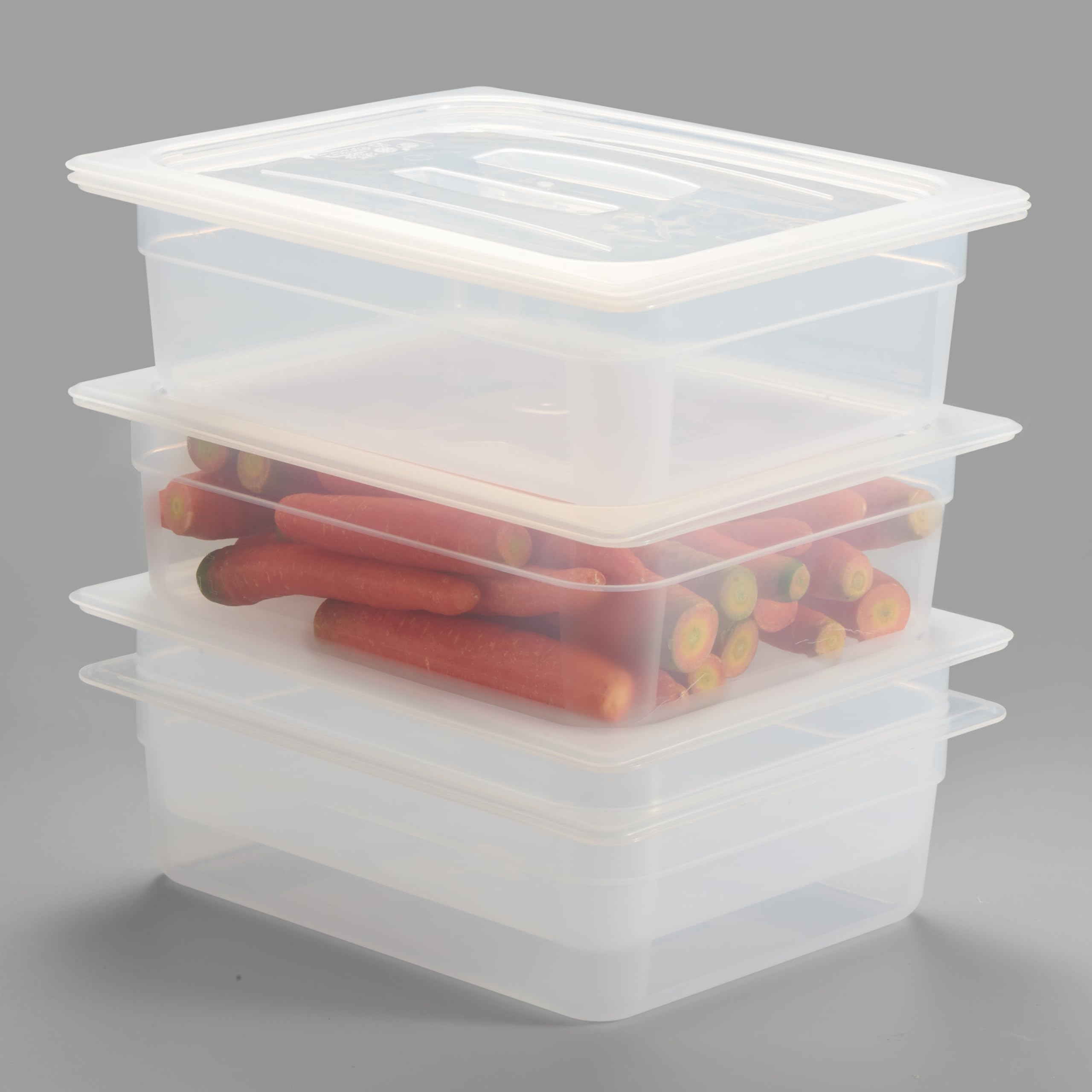 CURTA 4 Pack Translucent Food Pan with Lid, Half Size 4" Deep NSF Listed Commercial-Grade Polypropylene Plastic