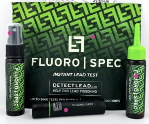 fluoro-spec instant lead testing kit, light lead up, indicates lead hazards on any surface spray and shine the light to test for lead