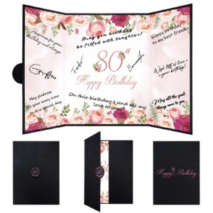 vlipoeasn 80th birthday guest book alternative, black and pink 80th birthday party decorations for women, creative diamond 80th birthday signature book, cheers to 80 year old birthday party supplies