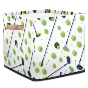 tablerazzi golf balls cube storage bin, 13 inch collapsible fabric storage cube bin, foldable cube baskets for shelf, closet, organizer