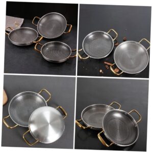 WATIIFUFU Stainless Steel Hong Style Honeycomb Griddle Thickened Seafood Crayfish Rice Pot Creative Double Ear Plate Pan (26cm) Fry Pan Non Stick Frying Pans Honeycomb Skillet