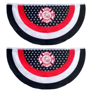 2pcs fire-fighting theme fan flag bunting 3 x 6 ft,firefighter fan flag banner for fireman graduation party retirement party birthday party decoration,firefighter appreciation