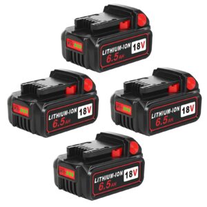 komifolen 4 pack 6.5ah replacement battery 48-11-1865 compatible with milwukee m18 batteries 48-11-1830 48-11-1862 48-11-1850 work with milwaukee 18v chargers