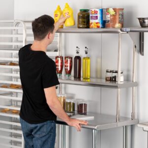 HARDURA Stainless Steel Overshelf 12X72 Inches, NSF Commercial Double Shelf for Prep Work Table in Restaurant, Home and Kitchen