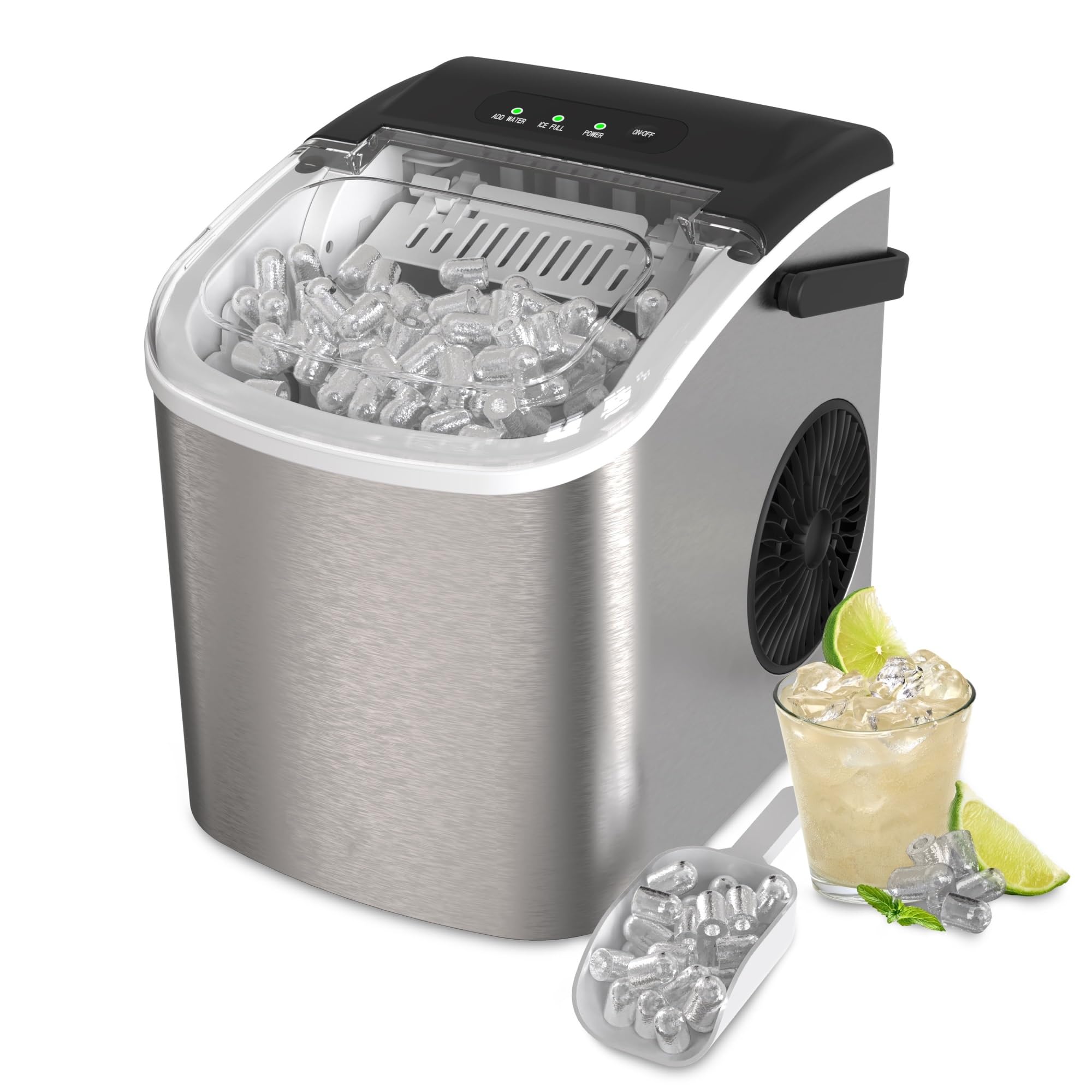 VUJBJBN Quick Cube Ice Machine，26lbs/24hrs Portable Countertop Cubed Ice Maker