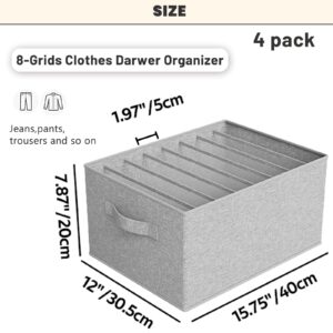 ECOMAID 4 PCS Foldable Fabric Storage Cubes Organizers,8 Grids Compartment Storage Box Wardrobe Clothes Organizer, Washable Clothes Organizer for Folded Clothes, T-shirt, Legging, Silk Scarve