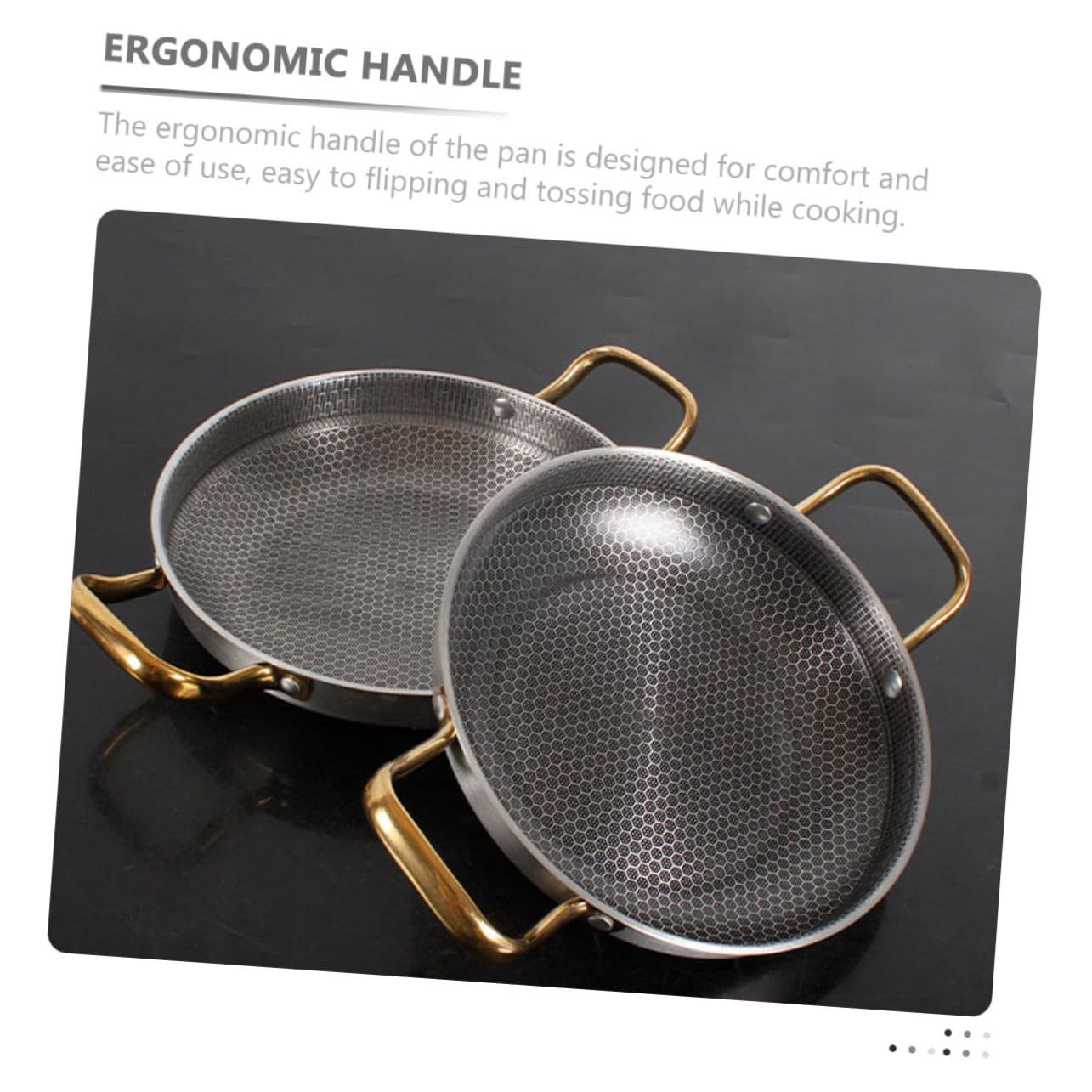 WATIIFUFU Stainless Steel Hong Style Honeycomb Griddle Thickened Seafood Crayfish Rice Pot Creative Double Ear Plate Pan (26cm) Fry Pan Non Stick Frying Pans Honeycomb Skillet