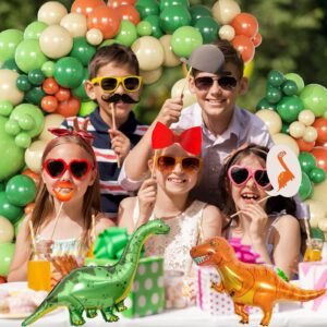 Dinosaur Balloons Arch Garland Kit For Boys Green Orange Dino Foil Balloons Birthday for Jungle Safari Themed Party Baby Shower Decorations Supplies Kids